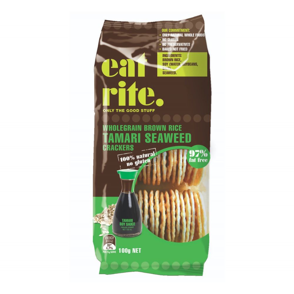 Eatrite Brown Rice Crackers with Tamari Seaweed - 100g | Wholesome Market